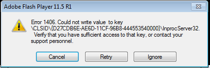 Adobe Flash Player installation error 1406 - Techyv.com